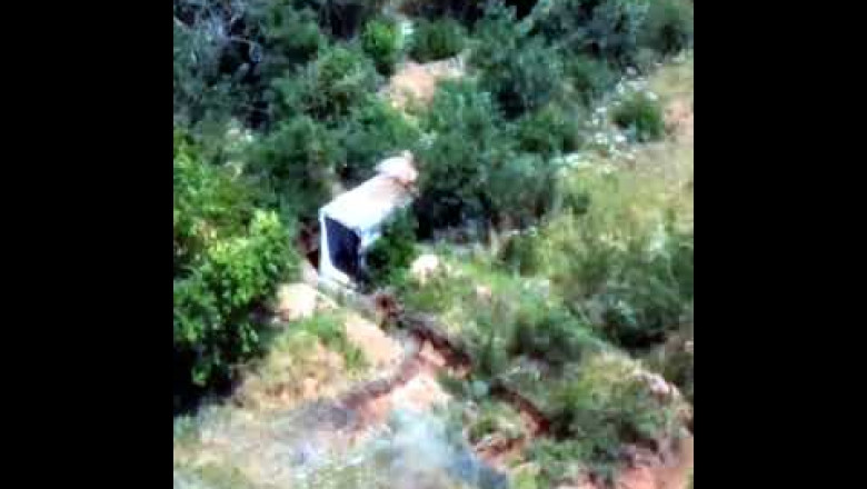 Moment Soldier standing in a concrete hideout targeted by drone dropped ...